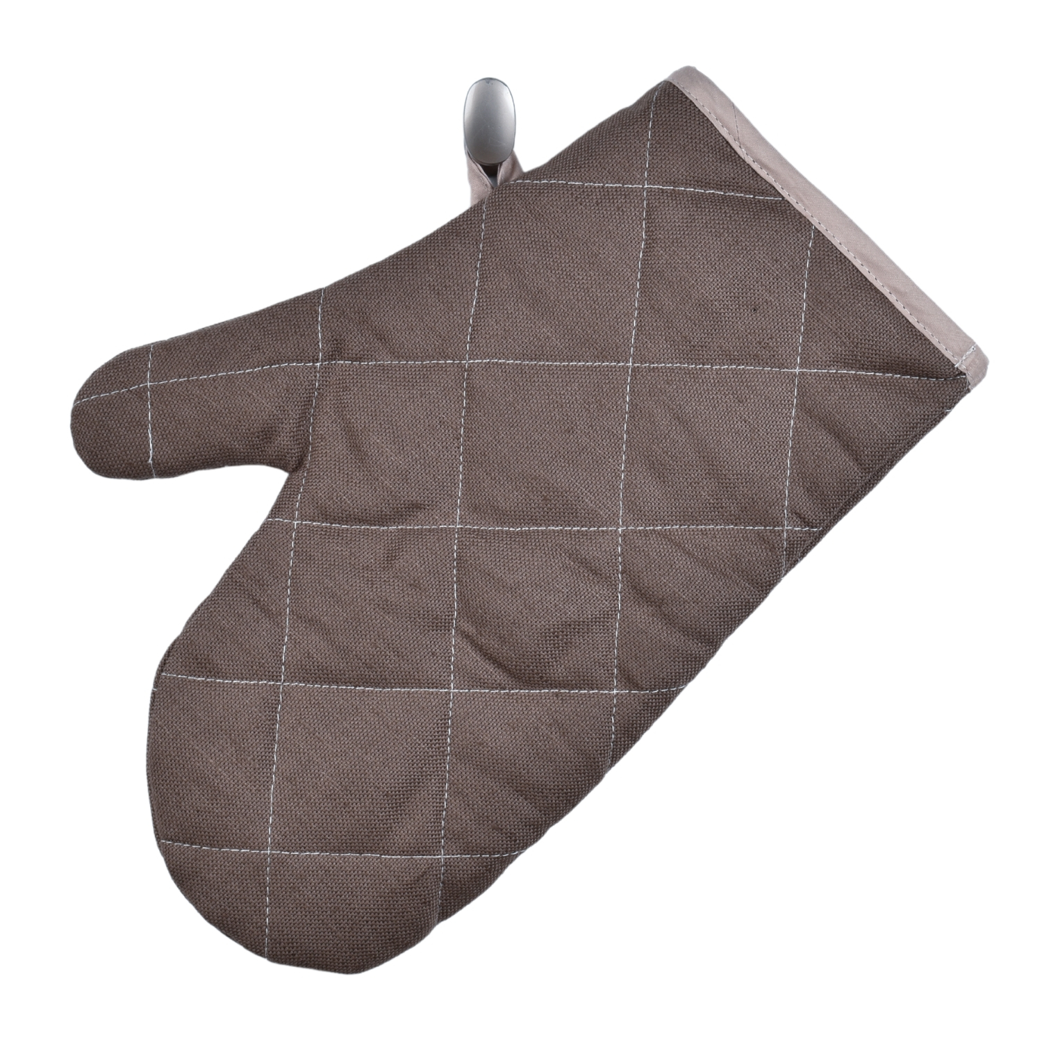 Decoratively embroidered brown colour mitten | Linen By Linas