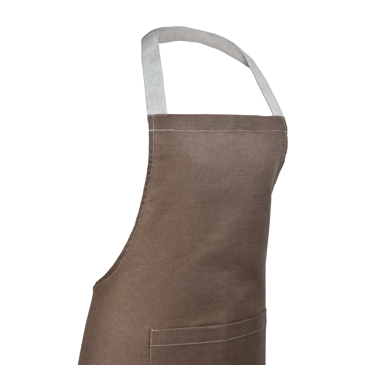 Brown apron with natural colour details | Linen By Linas