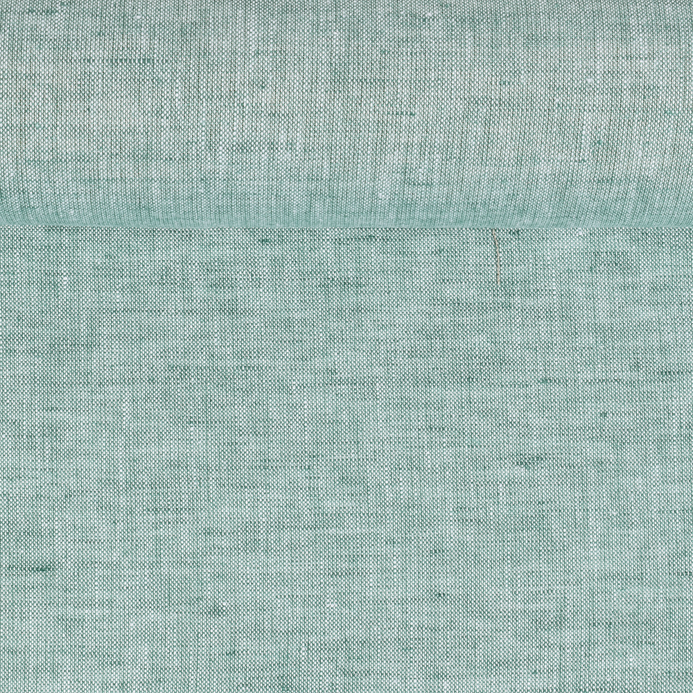 Washed linen melange fabric in mint and whitish colours, 205 g/m² ...