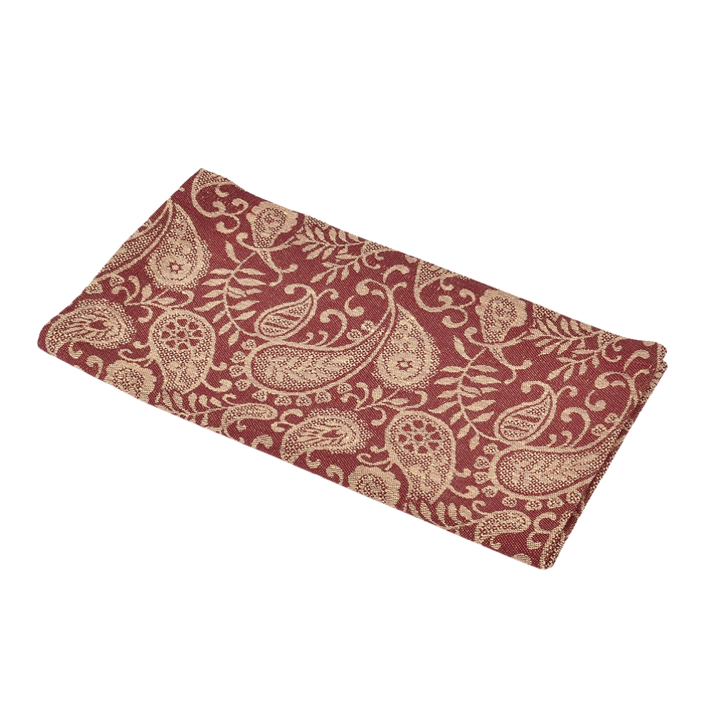 Square dark red jacquard tablecloth Ornaments, 69x69 cm | Linen By Linas